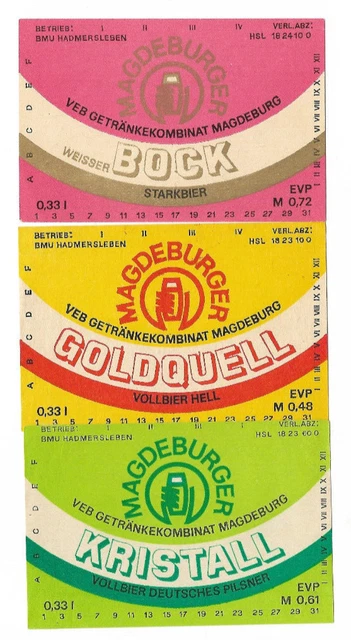 DDR-BIERETIKETTEN MAGDEBURGER - VEB GK Magdeburg, Betrieb: BMU ...
