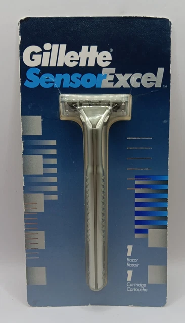 ORIGINAL GILLETTE SENSOR Excel Razor Metal Handle Blade Shaver Made in ...