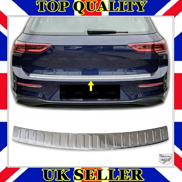 CHROME REAR BUMPER Protector GLOSSY S.STEEL For VW GOLF 8 VIII HB 2020 ...