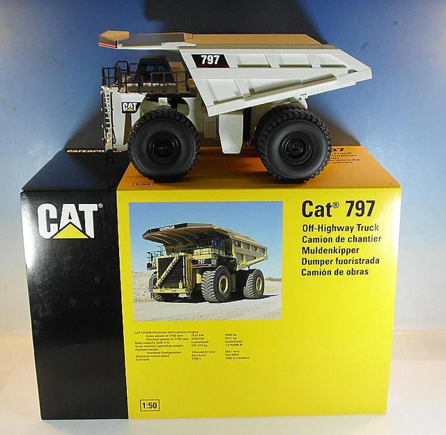 NZG 1/50 NR.466 Caterpillar Cat 797 Muldenkipper white / weiß OVP #555 ...