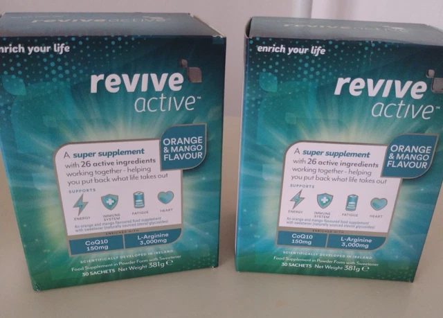 TWO BOXES 30 Sachets Per Box Revive Active Orange &Mango Flavour ...