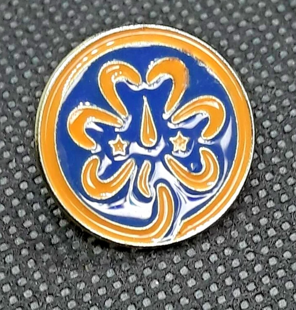 VINTAGE 1980S GIRL Scout Trefoil WAGGGS Vest Hat Lapel Pin Blue Orange ...