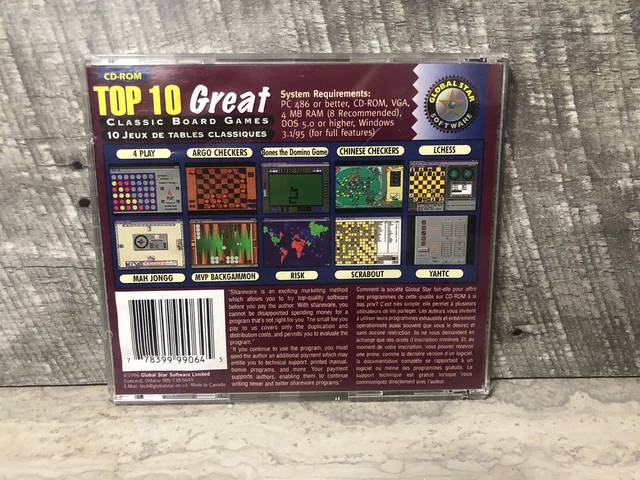 TOP 10 GREAT Classic Board Games Shareware Global Star Software (PC CD ...
