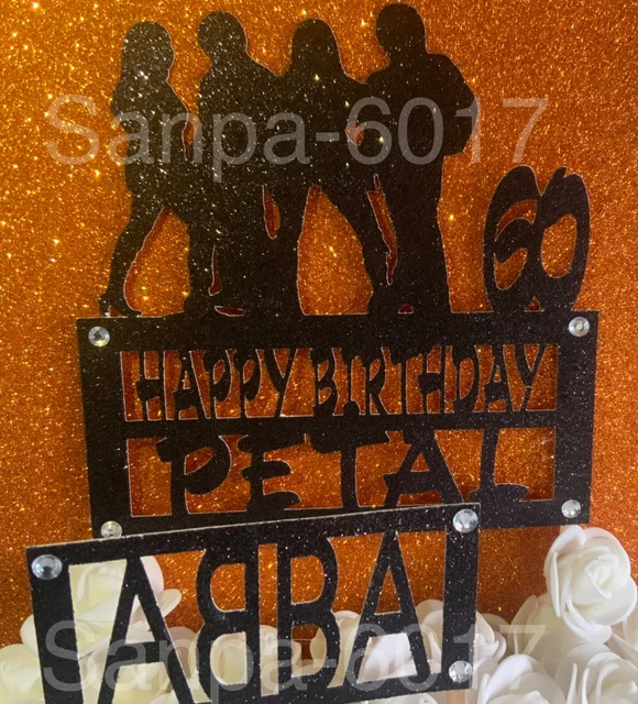 60TH BIRTHDAY EUROVISION Personalised Glitter Cake Topper ABBA Topper ...