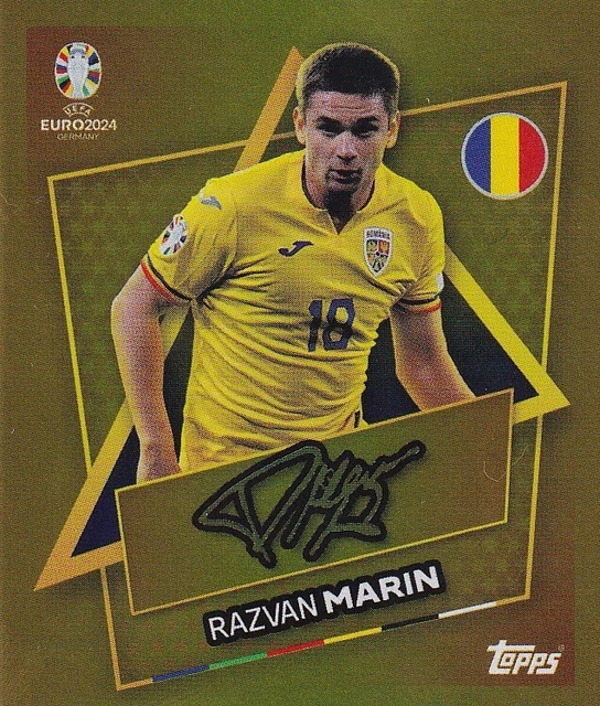 TOPPS UEFA EURO 2024 Sticker Romania ROM SP Razvan Marin Star Gold ...
