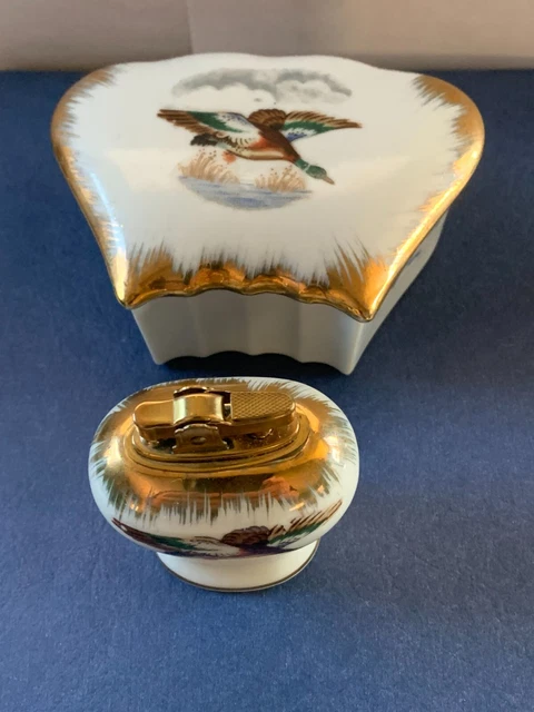 VINTAGE PORCELAIN CIGARETTE Smoking Set - Japan - Lighter, Ashtray Box ...