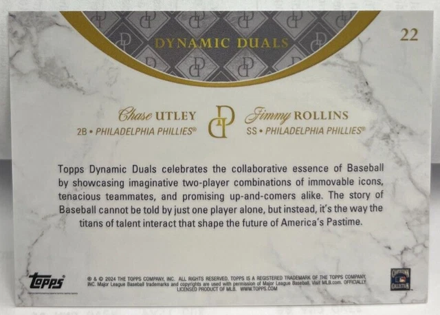 CHASE UTLEY/JIMMY ROLLINS 2024 Topps Dynamic Duals #22 - PHILADELPHIA ...