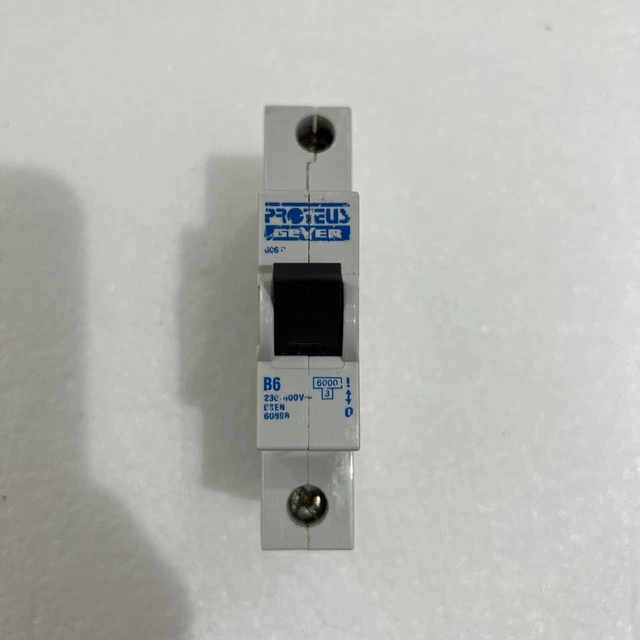 PROTEUS MCB 6 Amp Single Pole Circuit Breaker Type B 6A Geyer 606B £4. ...