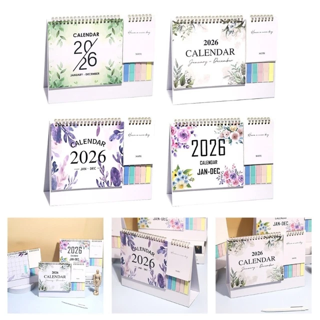 2026 DESK CALENDAR Twin-Coil Binding 12 Month Calendar Office Desk ...