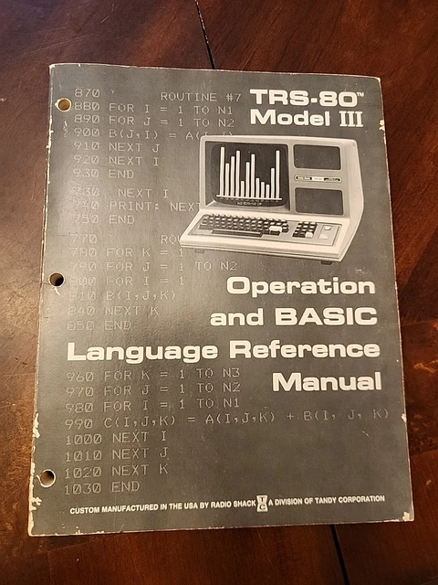 TRS-80 MODEL III Operation & BASIC Language Manual, 1980, Radio Shack ...