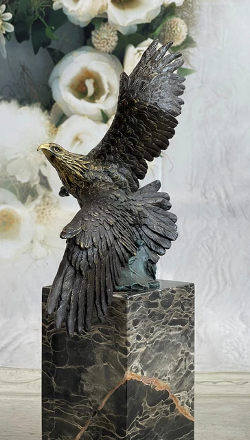 12& AMERICAN BALD Eagle statue Fly lanneret Eagle Bird hawk Bronze ...