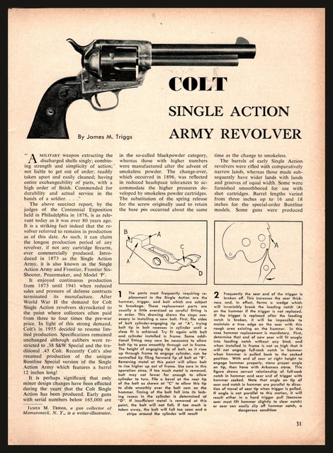 1959 COLT AINGLE Action Army Revolver Exploded View Parts List Assembly ...