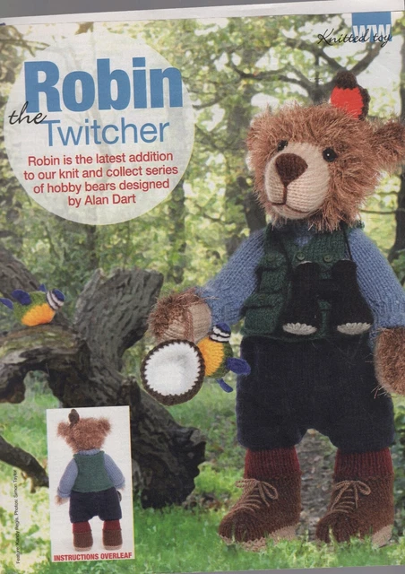 RARE ALAN DART Knitting Pattern - Robin The Twitcher Birdwatcher ...