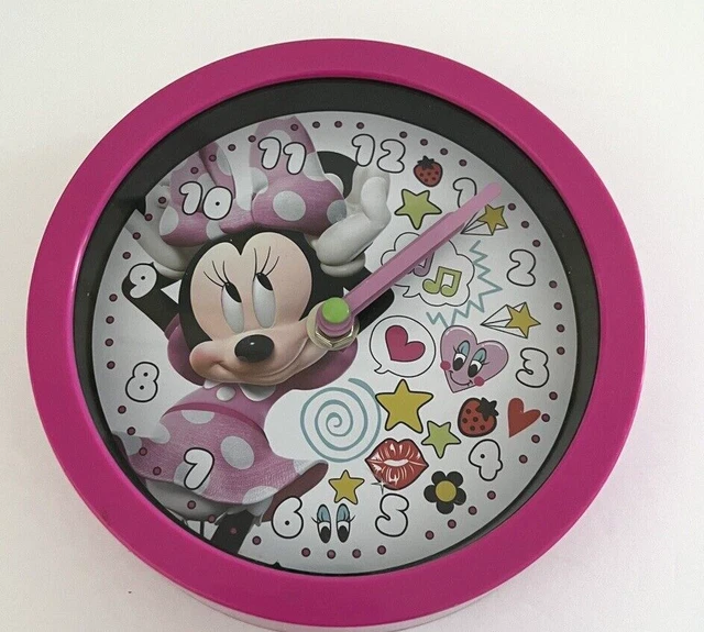 DISNEY MINNIE MOUSE Pink Clock 6" With Love Wall Hanging Tested and ...
