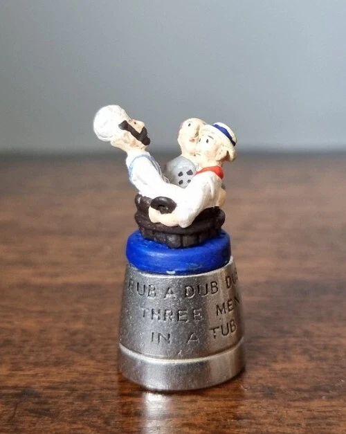 MCMILLAN & WIFE Pewter Character Thimble Nursery Rhyme RUB A DUB DUB ...