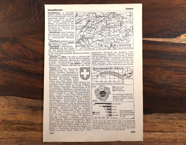 ALTE LITHOGRAPHIE, SCHWEIZ, ca. 1935, Landkarte, Schweizer Aussenhandel ...
