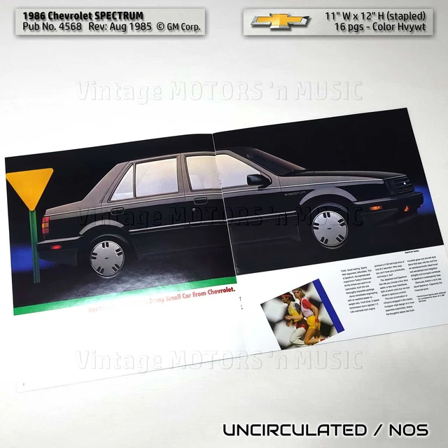 UNCIRCULATED 1986 CHEVROLET SPECTRUM 16 pg Color Brochure 11"x12" #4568 ...