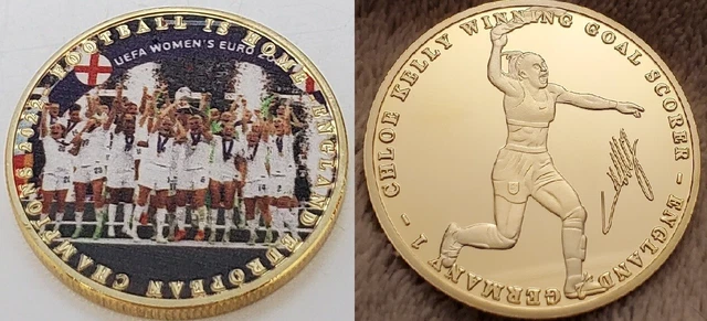 ENGLAND WOMEN GOLD Coin Winners Euro 2022 Signed World Cup 2023 ...