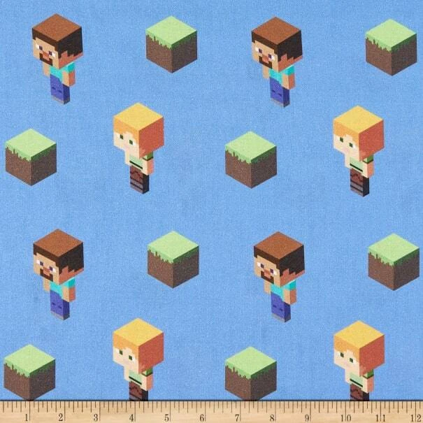 FAT QUARTER MINECRAFT Steve, Alex Dirt Bloque Azul 100% Algodón ...