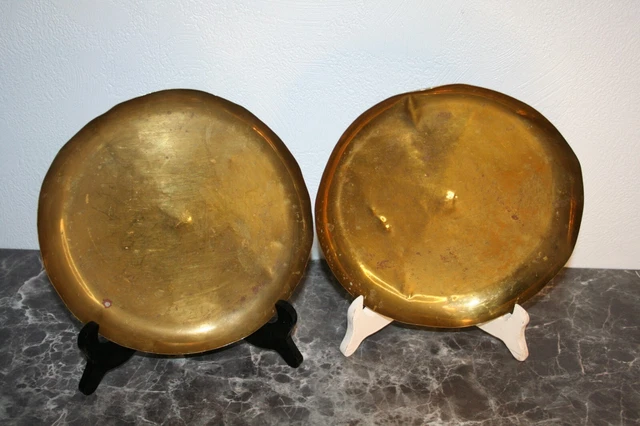 PAIRE DE PLATEAUX en laiton pour balance Roberval Ø 22 cm EUR 25,00 ...