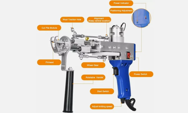 RUG TUFTING GUN 2in1 Electric Cut Loop Pile Carpet Weaving Machine with ...