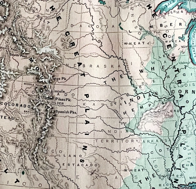 1879 MAP UNITED States Victorian Atlas Harpers Geography 1st Edition ...