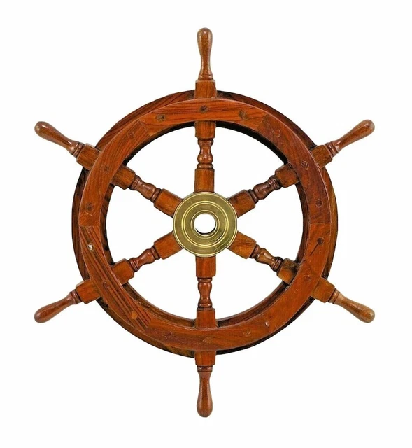 ROUE VAISSEAUX BATEAU Mural Décor Pirate en Bois Laiton Nautique Antique Vintage EUR 54,34 ...