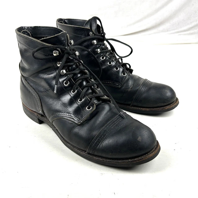 RED WING 8114 Made in USA Iron Ranger Cap Toe Black Leather Workwear ...