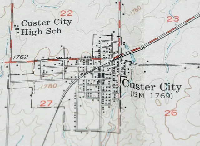 CLINTON OKLAHOMA VINTAGE USGS Topographic Map 1957 Thomas Arapaho 15 ...
