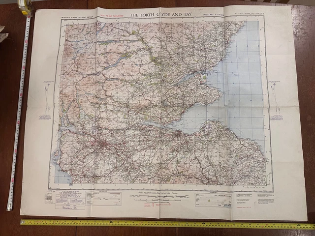 ORIGINAL WW2 BRITISH Army RAF Navy Base Map of Scotland - The Forth ...