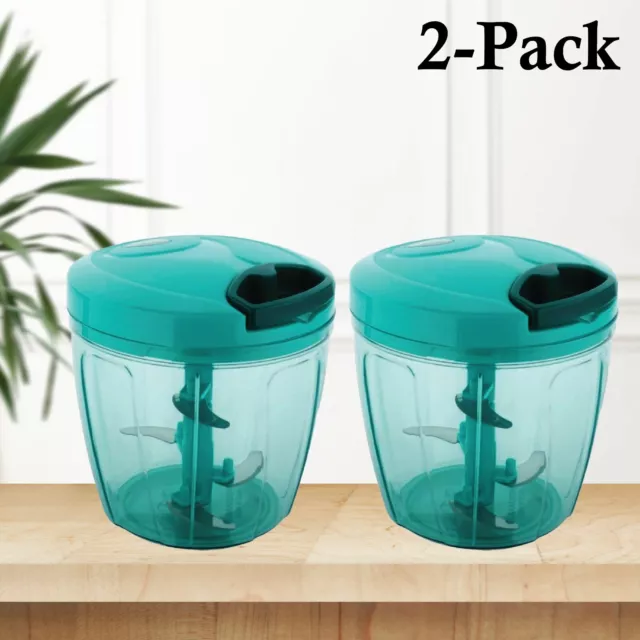 2X PULL CORD Pulling Food Chopper Manual Vegetable Slicer Hand Blender ...