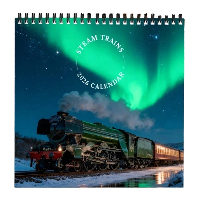 STEAM TRAIN CALENDAR 2026 Steam Train Monthly Hangable Planner 12 Month ...