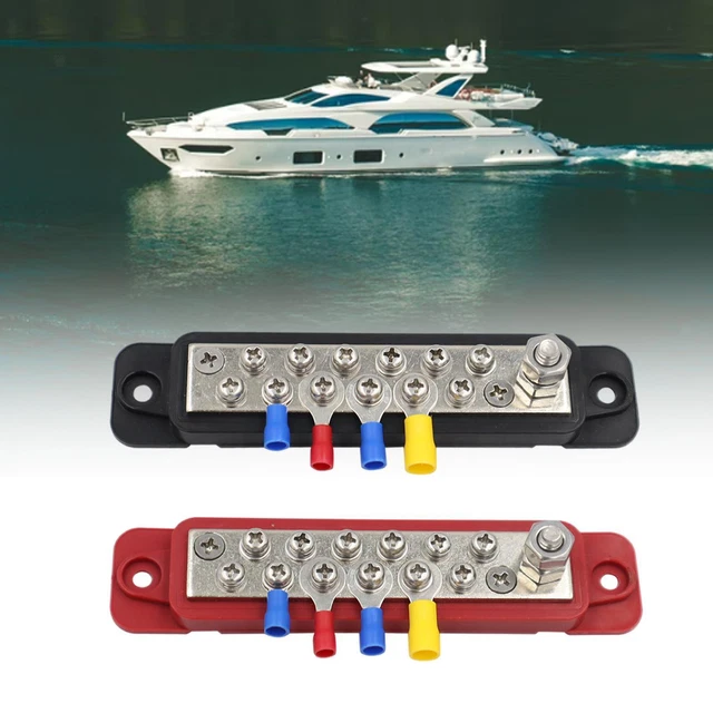 12 TERMINAL GROUND Distribution Block Kit, 48V DC Buss Bar with ...