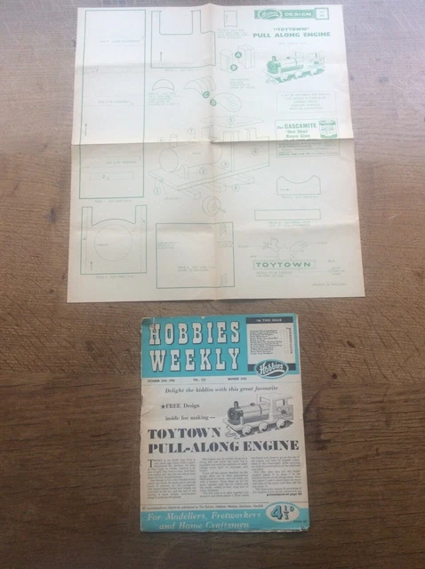 1956 HOBBIES WEEKLY Magazine Fold out Plan Design to make Toytown Toy ...