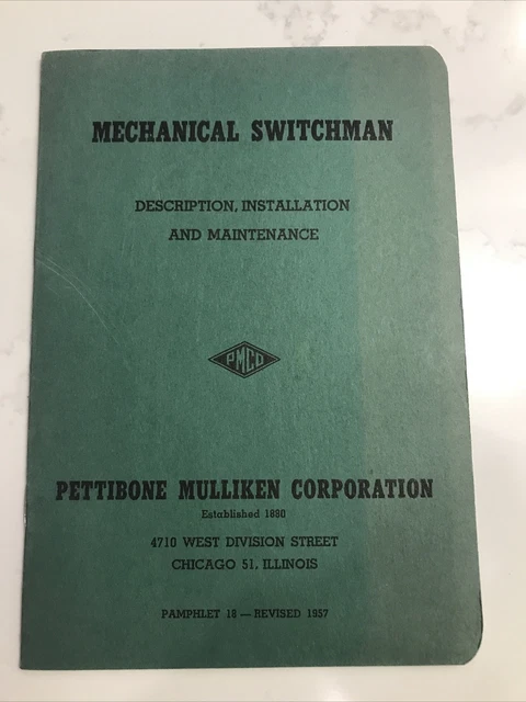 MECHANICAL SWITCHMAN RAIL Installation Maintanence Handbook 1957 ...