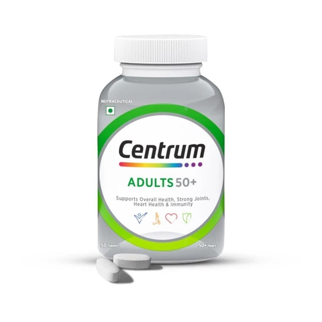 CENTRUM ADULT 50+ Multivitamin 50 Tablets Calcium, Vitamin D3 & 21 ...