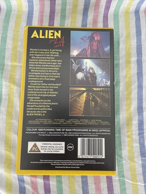 RARE YELLOW BOX VHS Cannon Video Vintage Movie Alien From LA 1988 Kathy ...