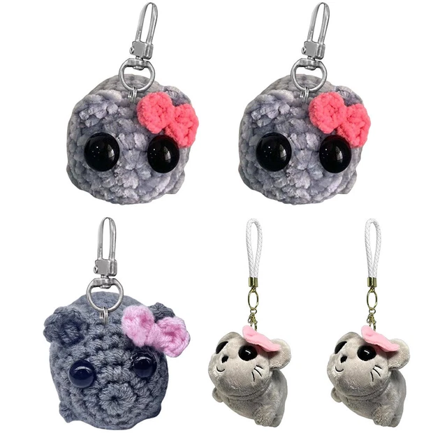 HOT CARTOON KNITTING Pendant Crochet Sad Hamster Meme Bow Tie Hamster ...