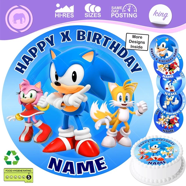 SONIC THE HEDGEHOG Cake Topper Round Circle Personalised Edible Icing £ ...