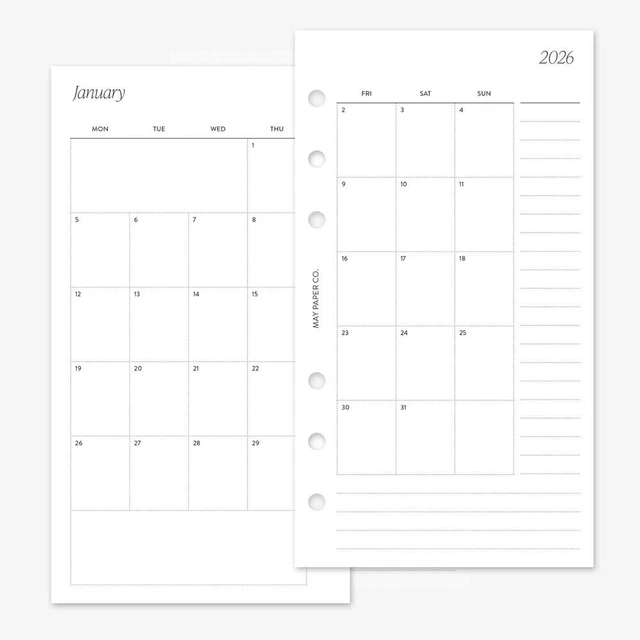 2026 PERSONAL MONTHLY with Notes Planner Refill, Month on Two Page ...