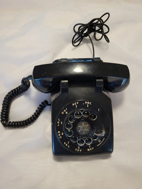 VINTAGE BLACK BELL System Western Electric Rotary Dial Desk Phone ...