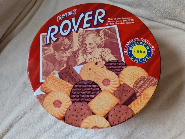 LARGE VINTAGE 1990S Crawford's Rover Biscuit Tin Collectable Empty ...