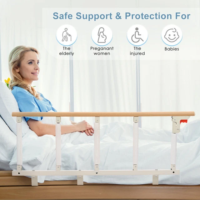 5 SECTION BED Rails for Elderly Adults Safety Assist Handrail Foldable ...