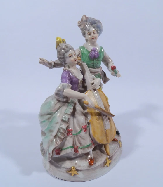 WAGNER & APEL Porcelain Figurine Rococo Couple with Cello H 21 cm ...