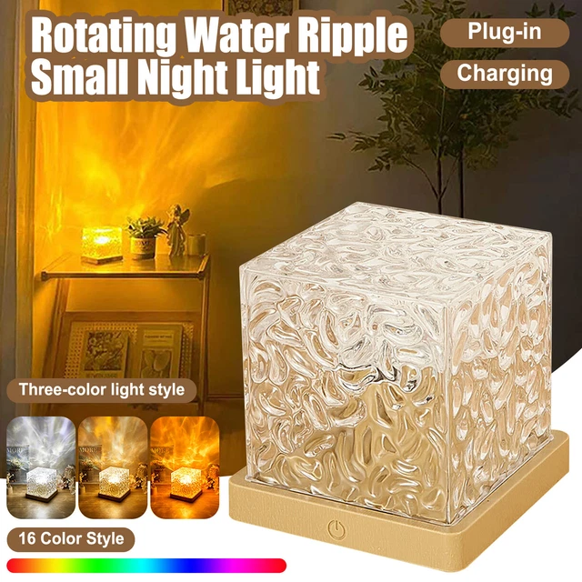 DYNAMIC ROTATING WATER Ripple Projector Night Light 16 Colors Flame ...