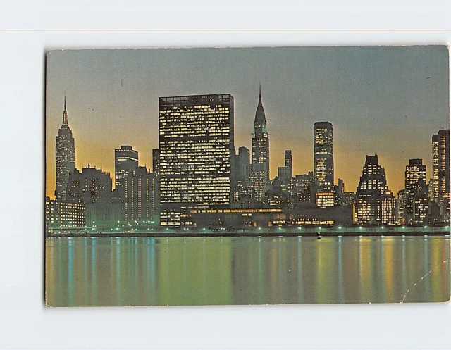 POSTCARD PANORAMA OF NY at Night Skyline NY USA £3.13 - PicClick UK