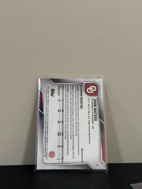 2025 BOWMAN UNIVERSITY Chrome Football John Mateer 1st Bowman Base $1. ...