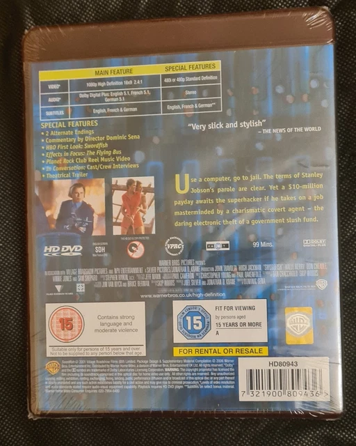 SWORDFISH ACTION-THRILLER FILM HD DVD NEW + SEALED £16.14 - PicClick UK