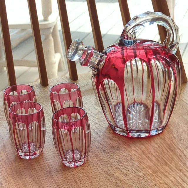 ANTICO SET SERVITORE in cristallo SAINT LOUIS rosso rubino sovrapposto ...