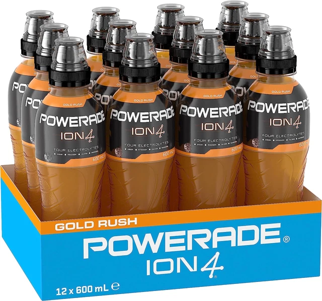 POWERADE ION4 GOLD Rush Sports Drink Multipack Sipper Cap Bottles 12 X ...